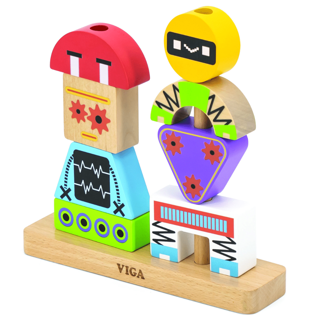 Viga Wooden Robot Stacking Blocks – Creative Wooden Puzzle Toy for Kids ...